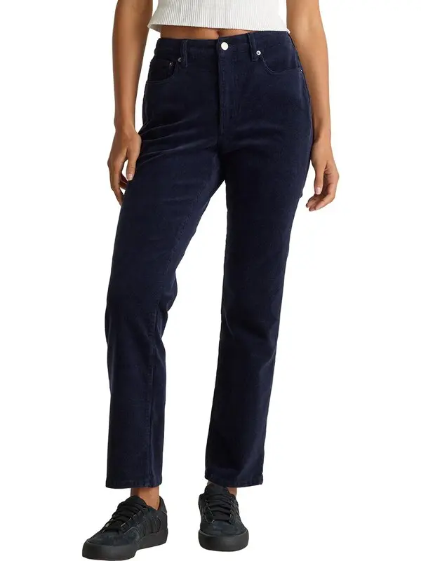 Quince Organic Stretch Corduroy Straight Leg Pants - Deep Navy