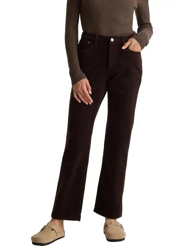 Quince Organic Stretch Corduroy Straight Leg Pants - Espresso