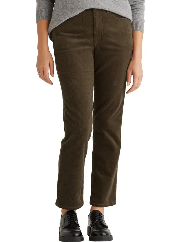 Quince Organic Stretch Corduroy Straight Leg Pants - Seaweed