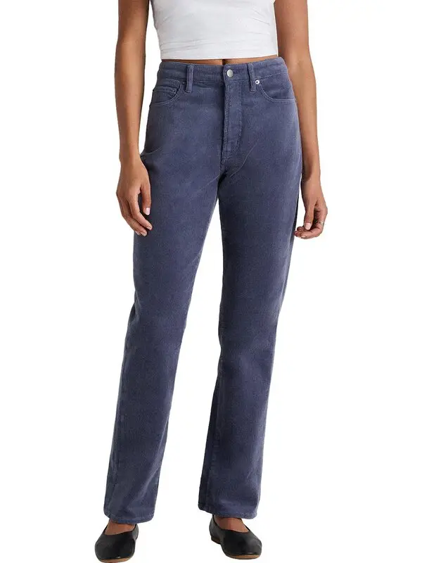 Quince Organic Stretch Corduroy Straight Leg Pants - Storm Blue