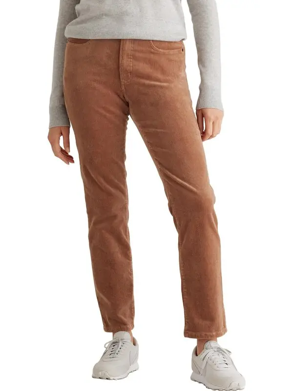 Quince Organic Stretch Corduroy Straight Leg Pants - Warm Brown