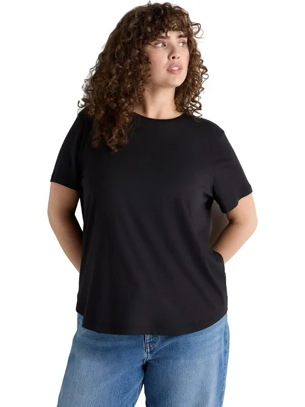 Quince Cotton Modal Crewneck T-shirt - Black