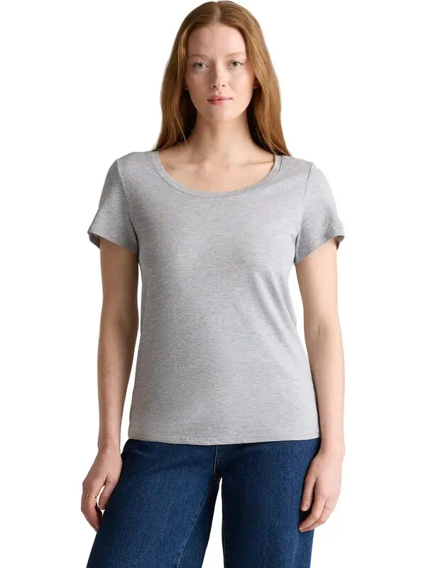 Quince Cotton Modal Crew Neck T-shirt - Heather Grey