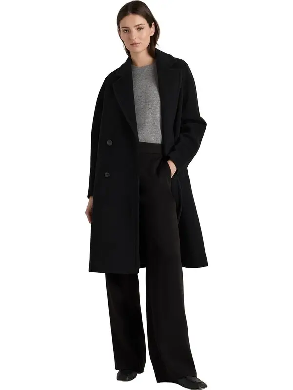 Quince Wool Cashmere Double-breasted Slouch Coat - Black