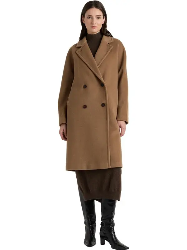 Quince Wool Cashmere Double-breasted Slouch Coat - Mocha Brown