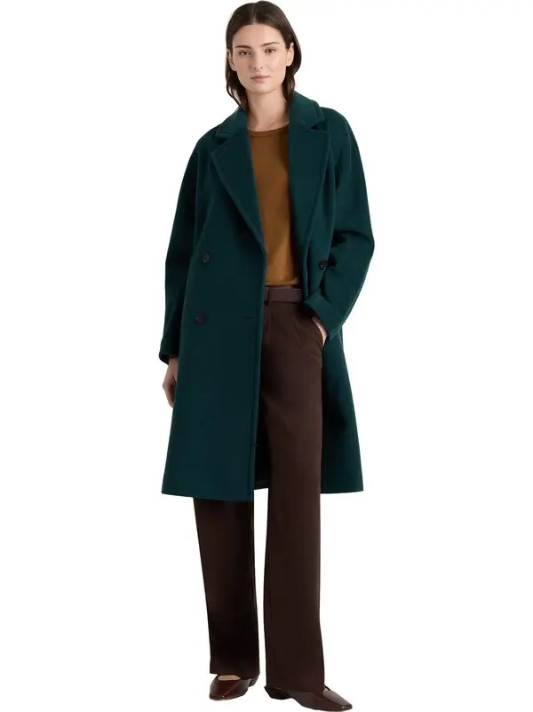 Quince Wool Cashmere Double-breasted Slouch Coat - Nocturnal Green