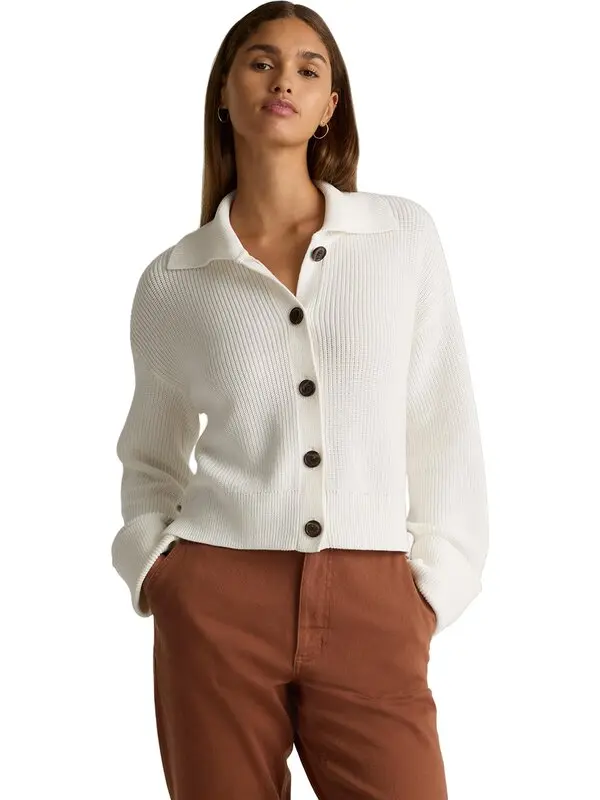 Quince Fisherman Collared Cardigan Sweater - Ivory