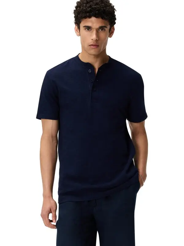 Quince Slub Henley T-shirt - Deep Navy