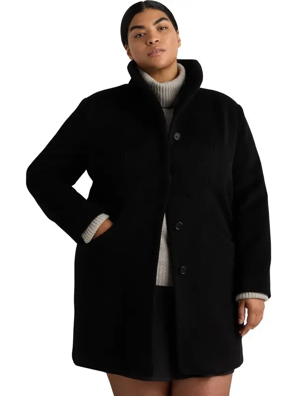 Quince Wool Cashmere Cocoon Coat - Black
