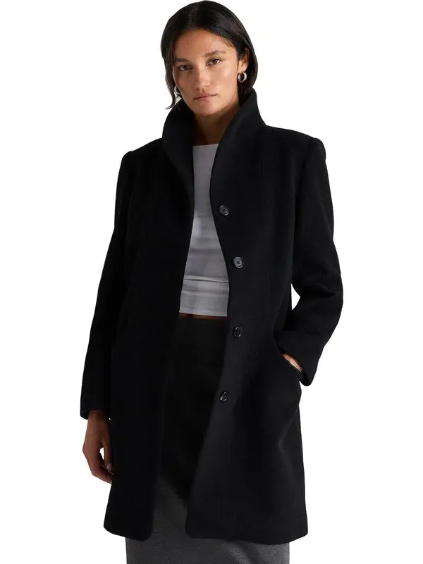 Quince Wool Cashmere Cocoon Coat - Black