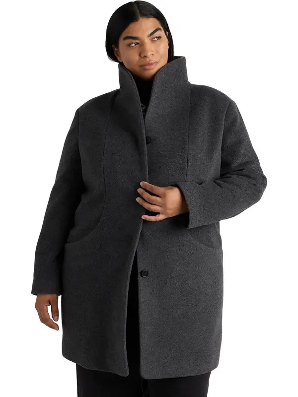 Quince Wool Cashmere Cocoon Coat - Heather Charcoal