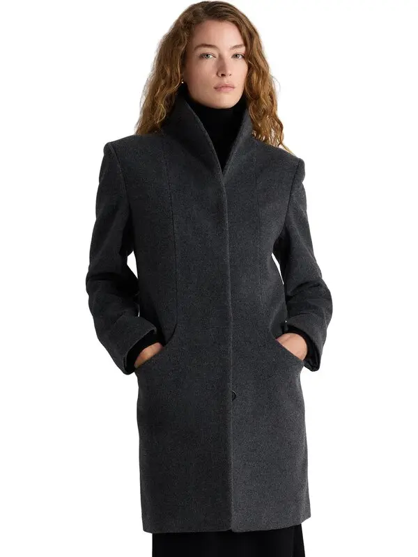 Quince Wool Cashmere Cocoon Coat - Heather Charcoal