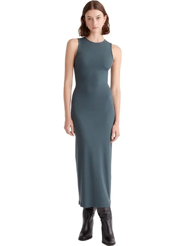 Quince Tencel Rib Knit Tank Midi Dress - Dark Olive