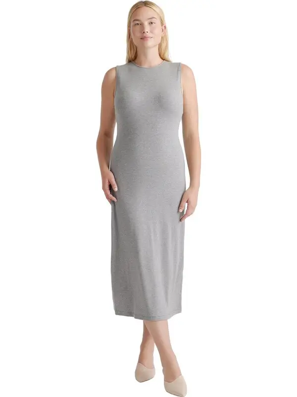 Quince Tencel Rib Knit Tank Midi Dress - Heather Grey