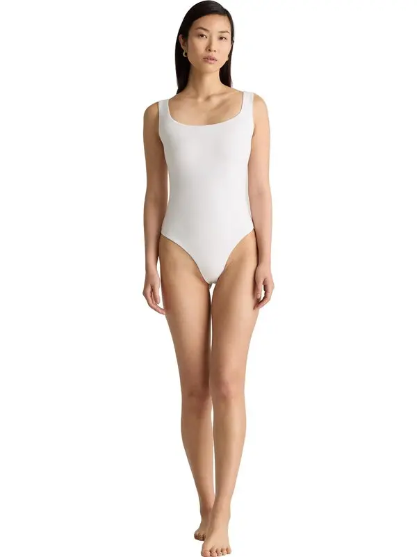 Quince Stretch Cotton Jersey Square Neck Bodysuit - Soft White