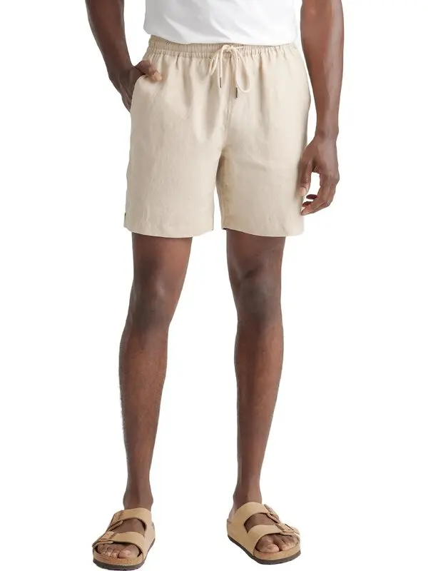 Quince 100% European Linen 7" Drawstring Beach Shorts - Driftwood