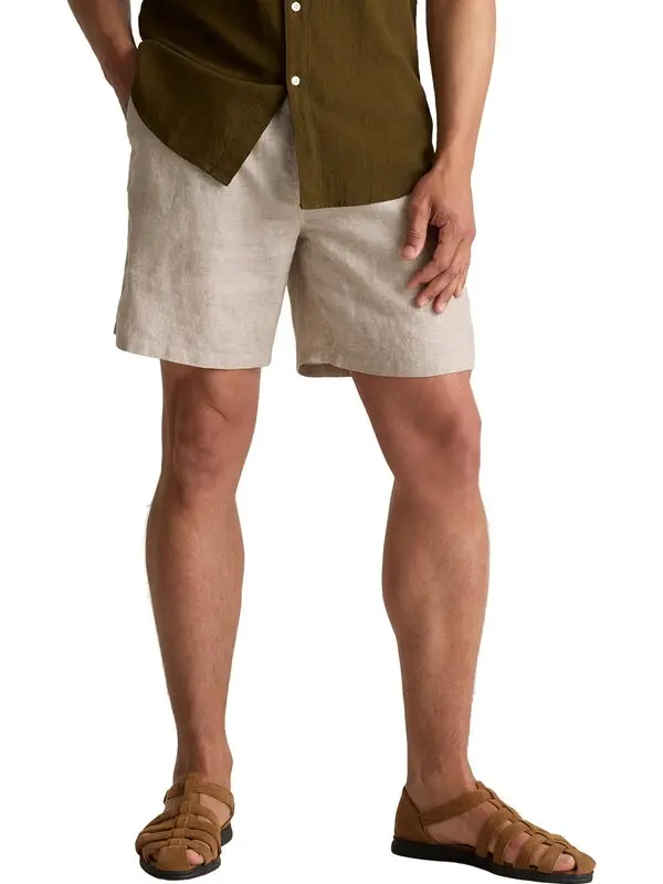 Quince 100% European Linen 7" Drawstring Beach Shorts - Flax