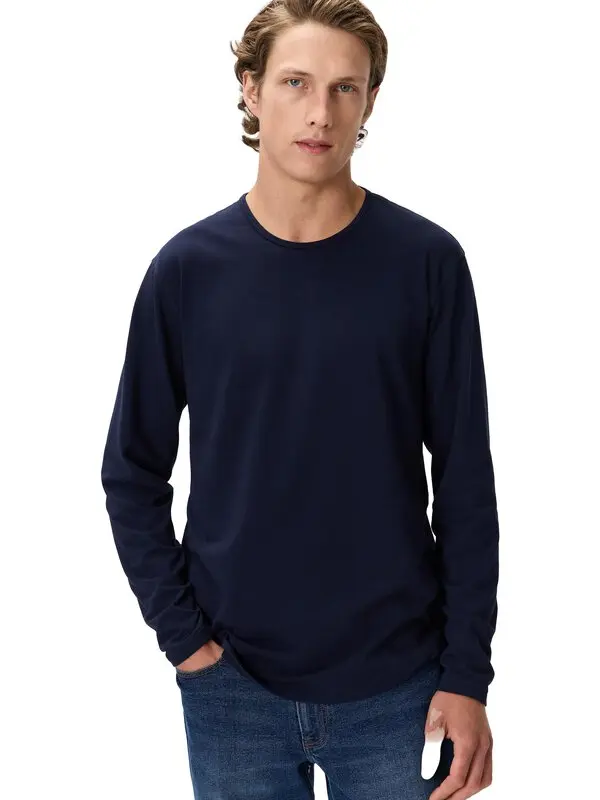 Quince Flex Curve Long Sleeve T-shirt - Deep Navy