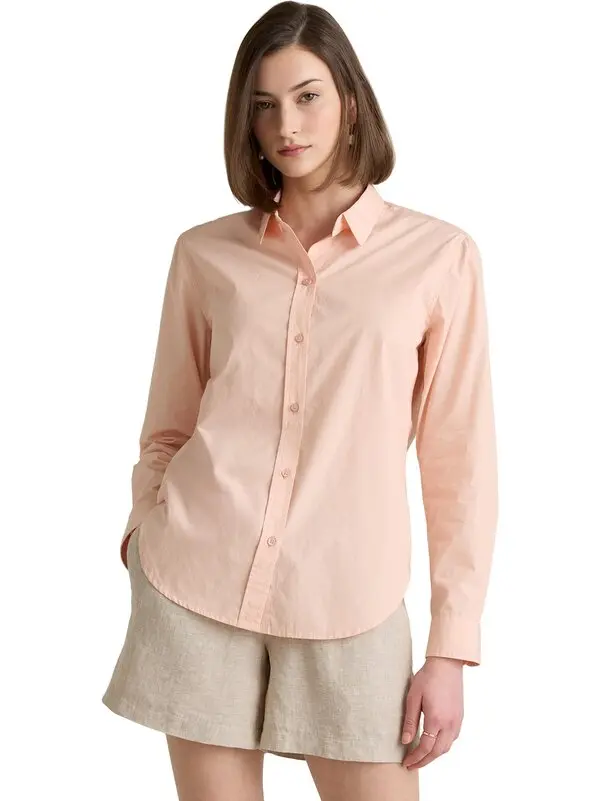 Quince Organic Cotton Poplin Long Sleeve Shirt - Ballet Slipper