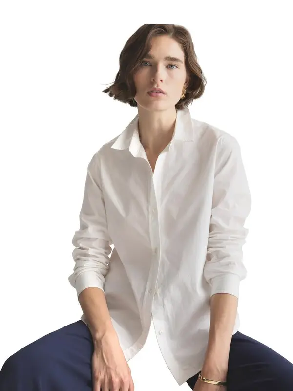 Quince Poplin Long Sleeve Shirt - Classic White