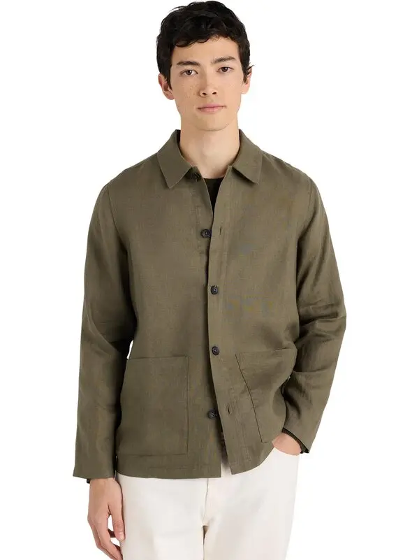Quince Linen Chore Jacket - Bayberry Olive
