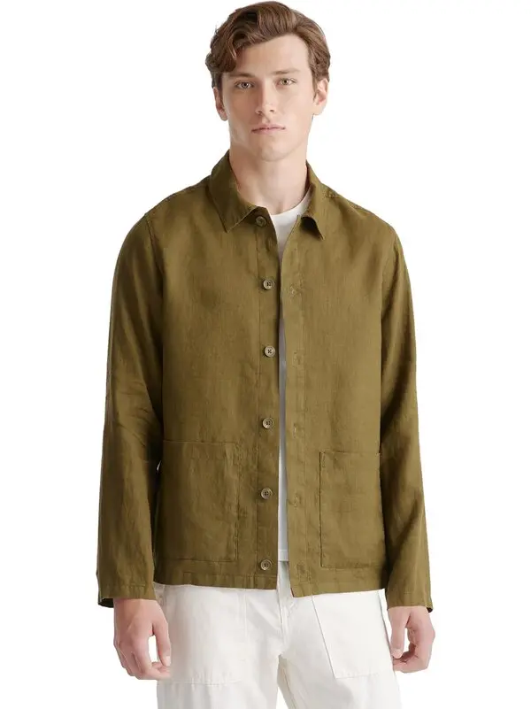 Quince 100% European Linen Chore Jacket - Martini Olive