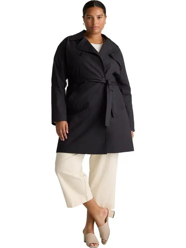 Quince Comfort Stretch Trench Coat - Midnight Black