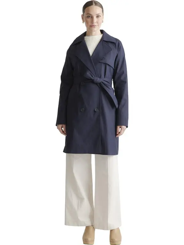 Quince Comfort Stretch Trench Coat - Navy