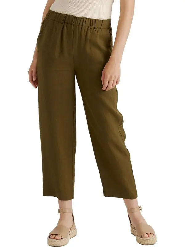 Quince European Linen Relaxed Fit Pants - Martini Olive