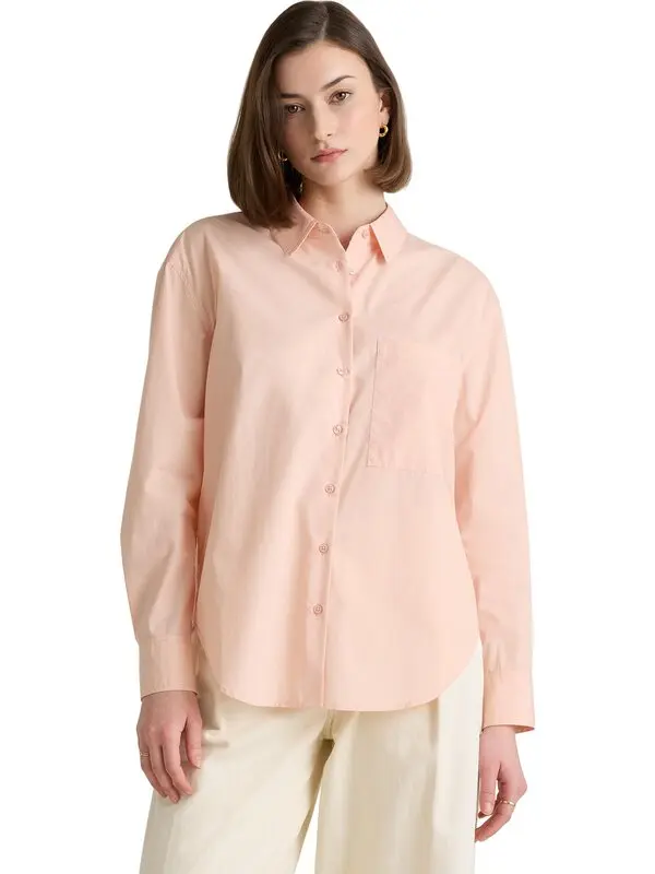 Quince Organic Cotton Poplin Boyfriend Shirt - Ballet Slipper