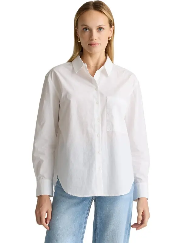 Quince Organic Cotton Poplin Boyfriend Shirt - Classic White