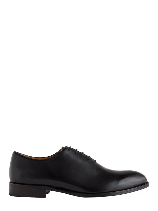 Quince Calfskin Leather Plain Toe Oxford - Black