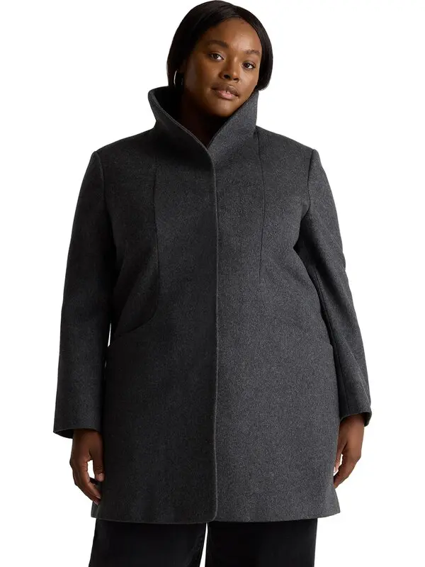 Quince Italian Wool Cocoon Coat - Heather Charcoal