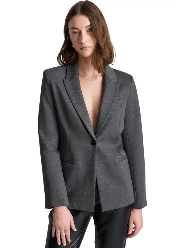 Quince Ultra-stretch Ponte Single-breasted Blazer - Charcoal