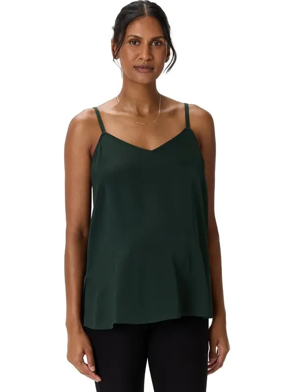 Quince Washable Stretch Silk V-neck Maternity Cami - Forest Green