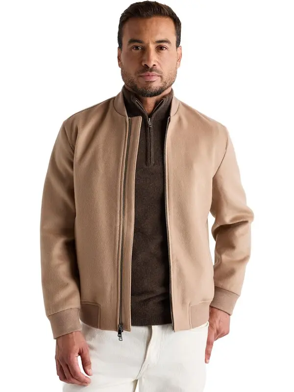Quince 100% Mongolian Cashmere Bomber Jacket - Camel