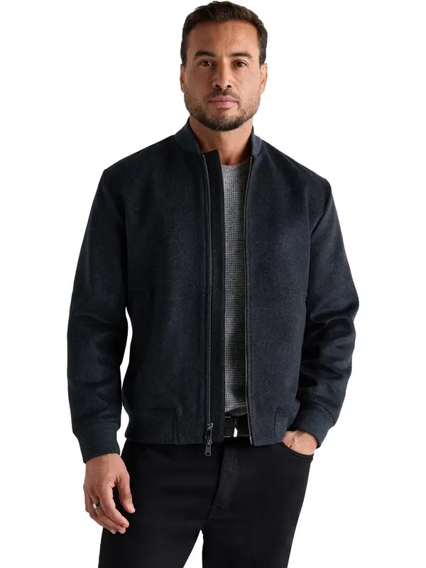 Quince 100% Mongolian Cashmere Bomber Jacket - Heather Graphite