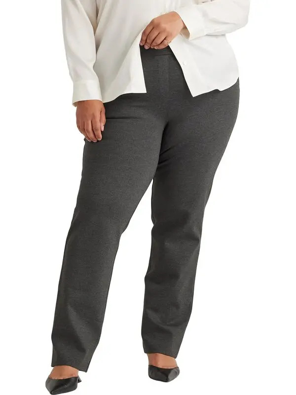 Quince Ultra-stretch Ponte Straight Leg Pants - Charcoal