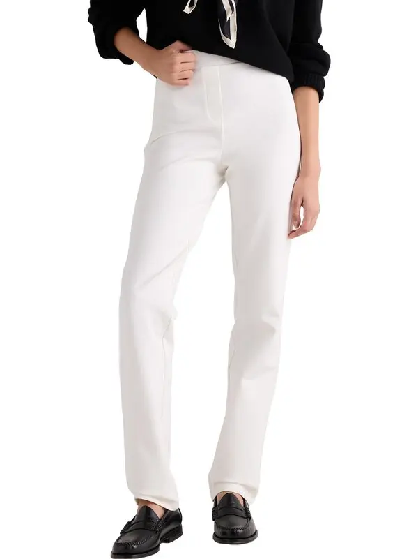 Quince Ultra-stretch Ponte Straight Leg Pants Petite - Creme Ivory