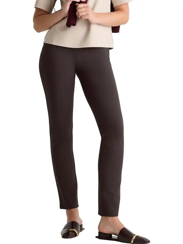 Quince Ultra-stretch Ponte Straight Leg Pants - Espresso
