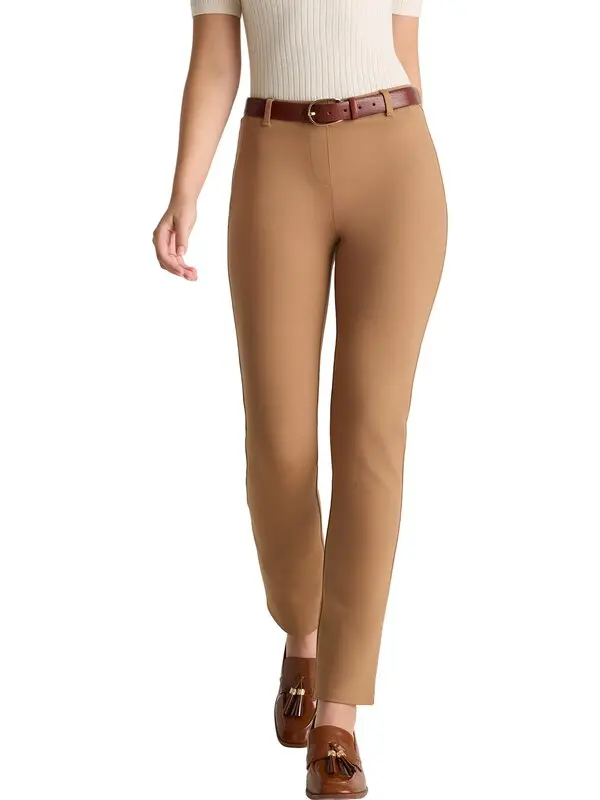Quince Ultra-stretch Ponte Straight Leg Pants - Roasted Pecan
