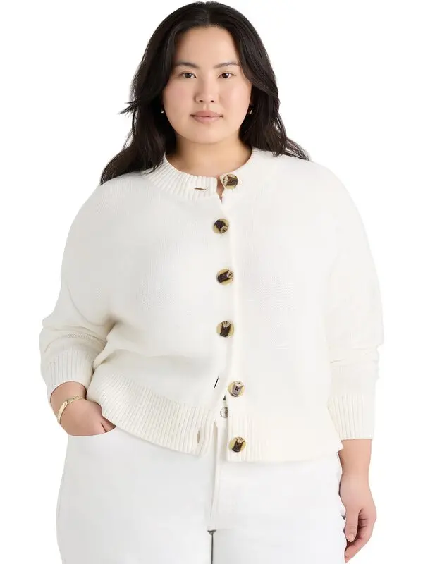Quince Cropped Organic Cotton Cardigan Sweater - Ivory