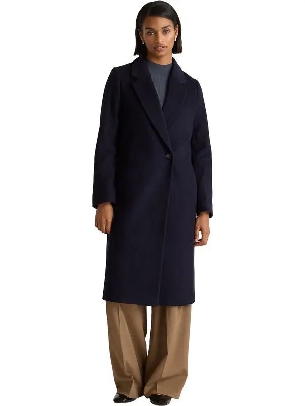 Quince Italian Wool Classic Single-breasted Coat - Cadet Blue