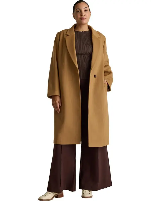 Quince Italian Wool Classic Single-breasted Coat - Caramel