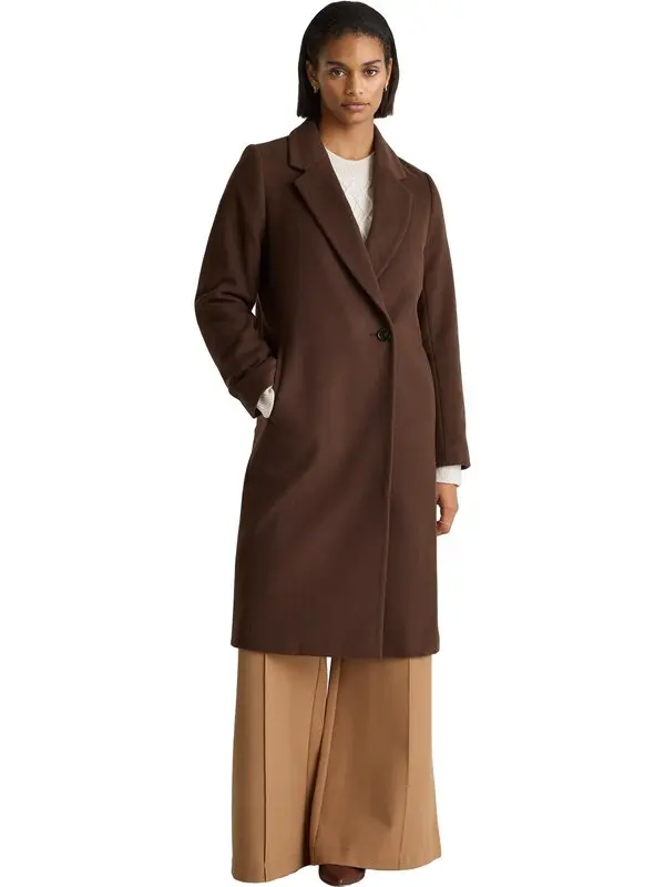 Quince Italian Wool Classic Single-breasted Coat - Dark Chocolate
