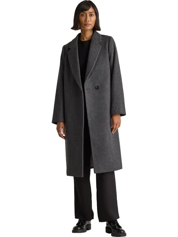 Quince Italian Wool Classic Single-breasted Coat - Heather Charcoal