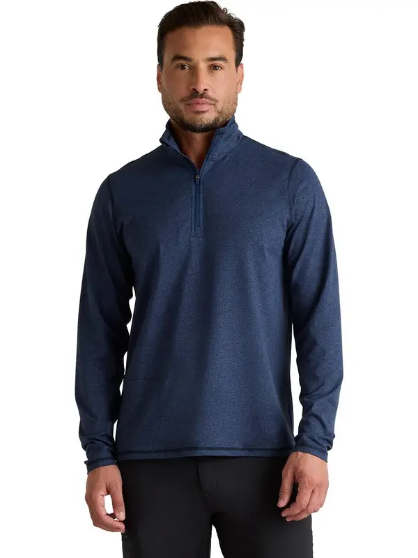 Quince Performance Half-zip Pullover - Heather Navy