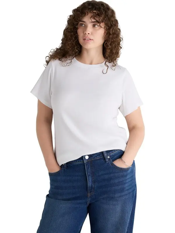 Quince Micro-rib Crewneck T-shirt - Soft White