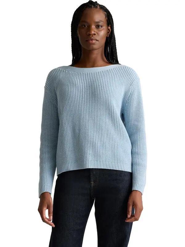 Quince Fisherman Boatneck Sweater - Sky Blue