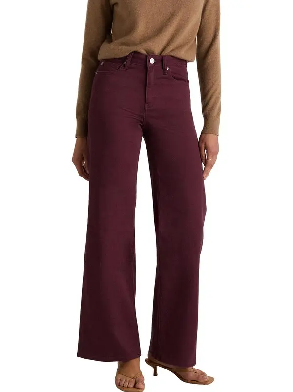 Quince Bella Stretch Wide Leg Jeans - Wine Tasting Red